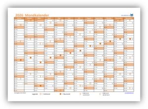Mondkalender 2026 - Kalenderlux